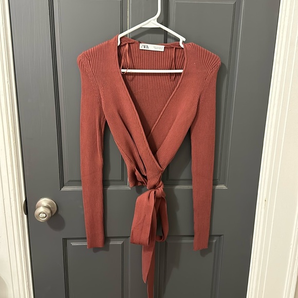 Zara | Sweaters | Zara Rust Wrap Cardigan | Poshmark